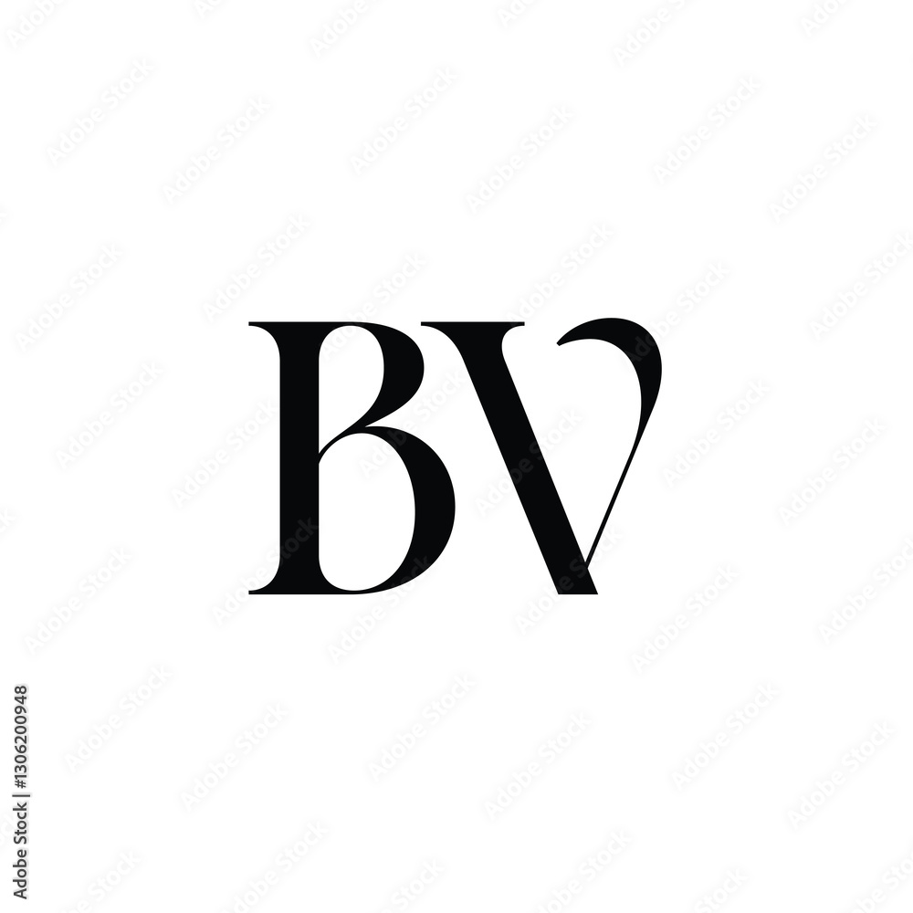 BV monogram logo design letter text name symbol monochrome logotype ...