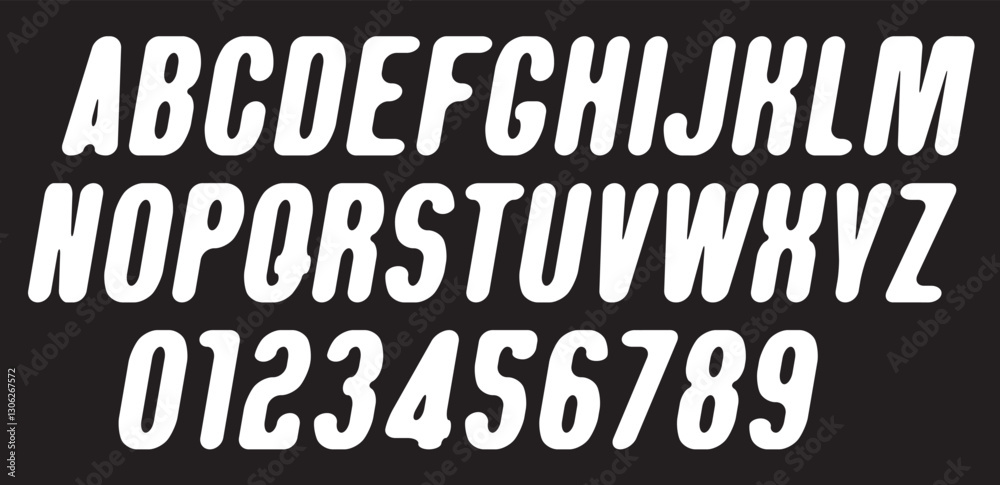 Vector round symmetrical simple slanted font. Set of capital letters ...