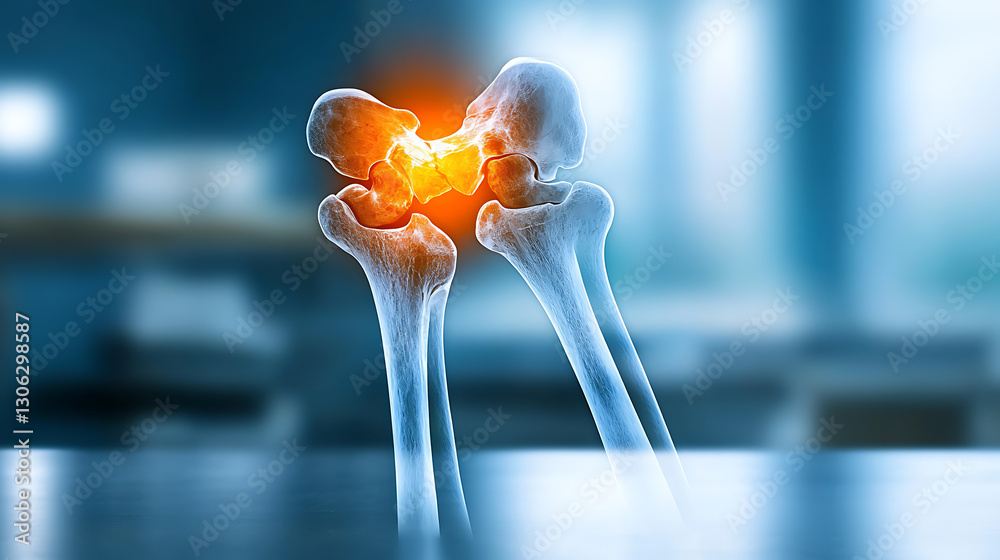 X-ray visualization of broken femur with visible fracture clinical ...