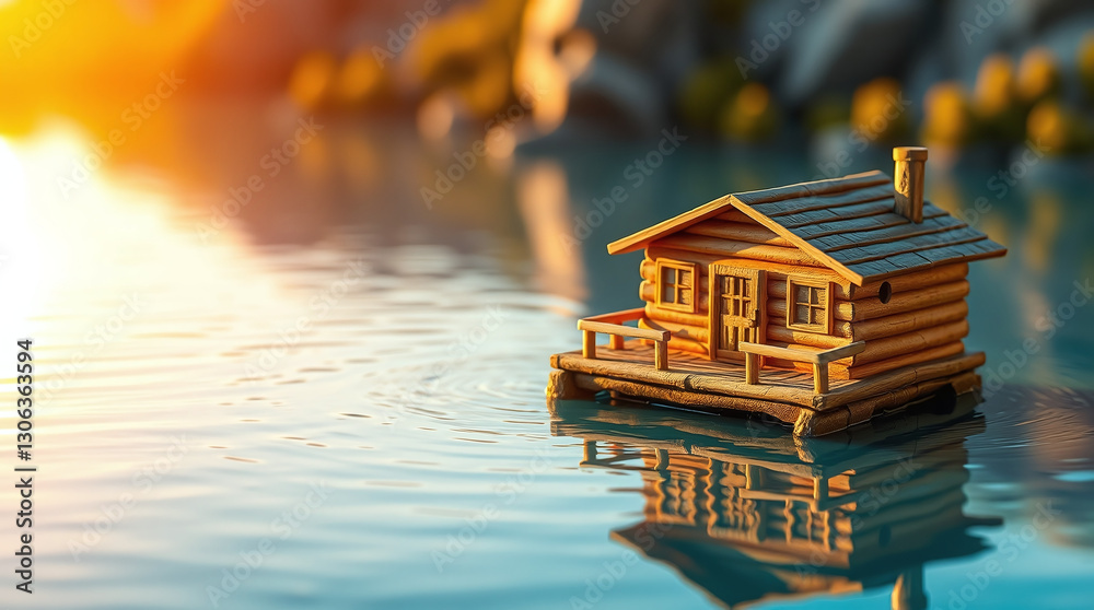 Extreme macro close-up of sculptural clay art depicting a floating ...