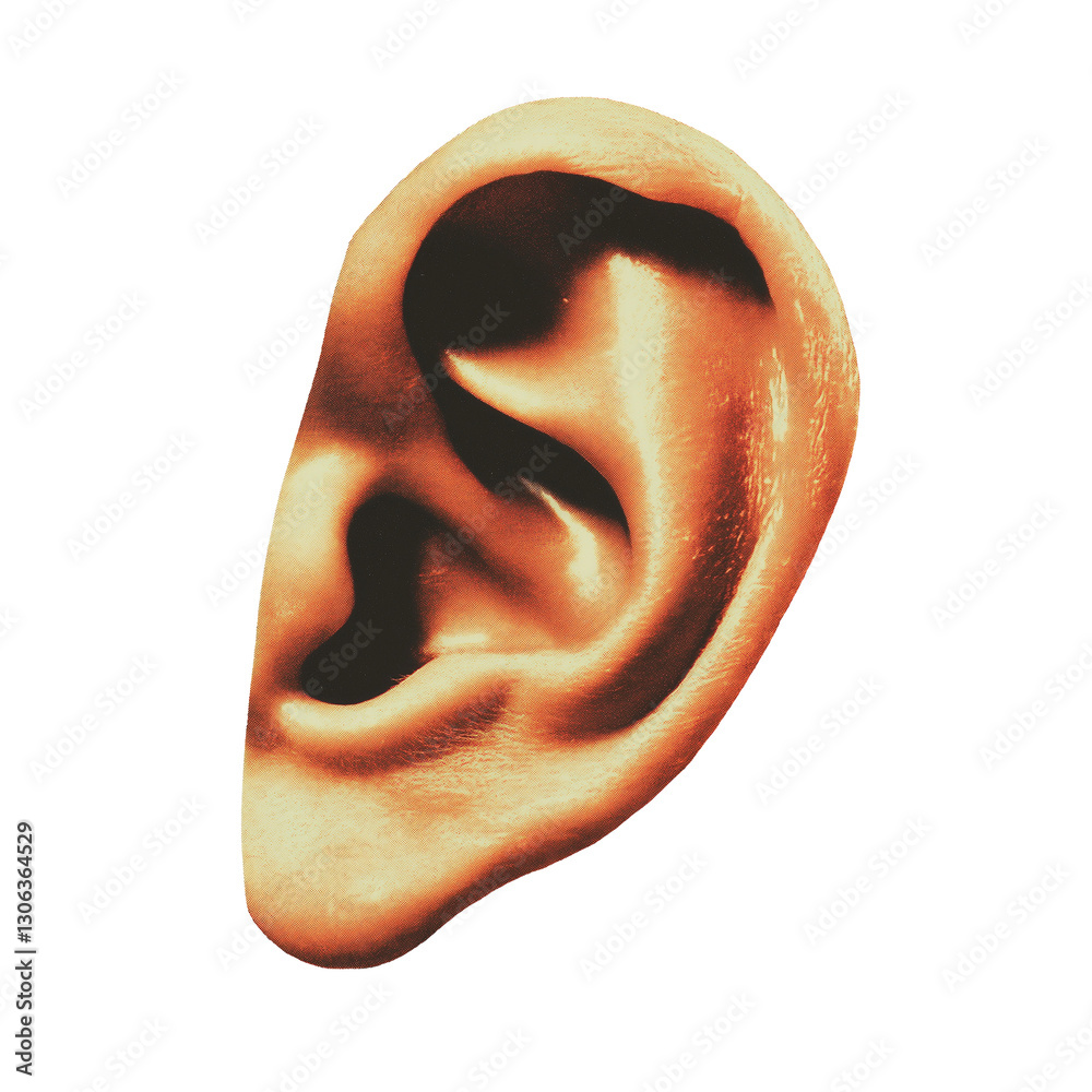 ear collate art, vintage paper cutout png on transparent background ...