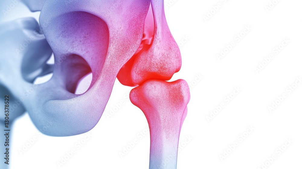 Detailed Illustration of Human Hip Joint Anatomy with Color Gradients ...