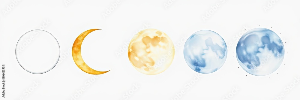 Lunar Phases New Moon Crescent Full Moon Gibbous Illustration Stock ...