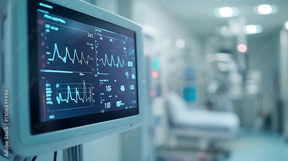 A close-up of a smart health monitor displaying real-time vitals Stock ...
