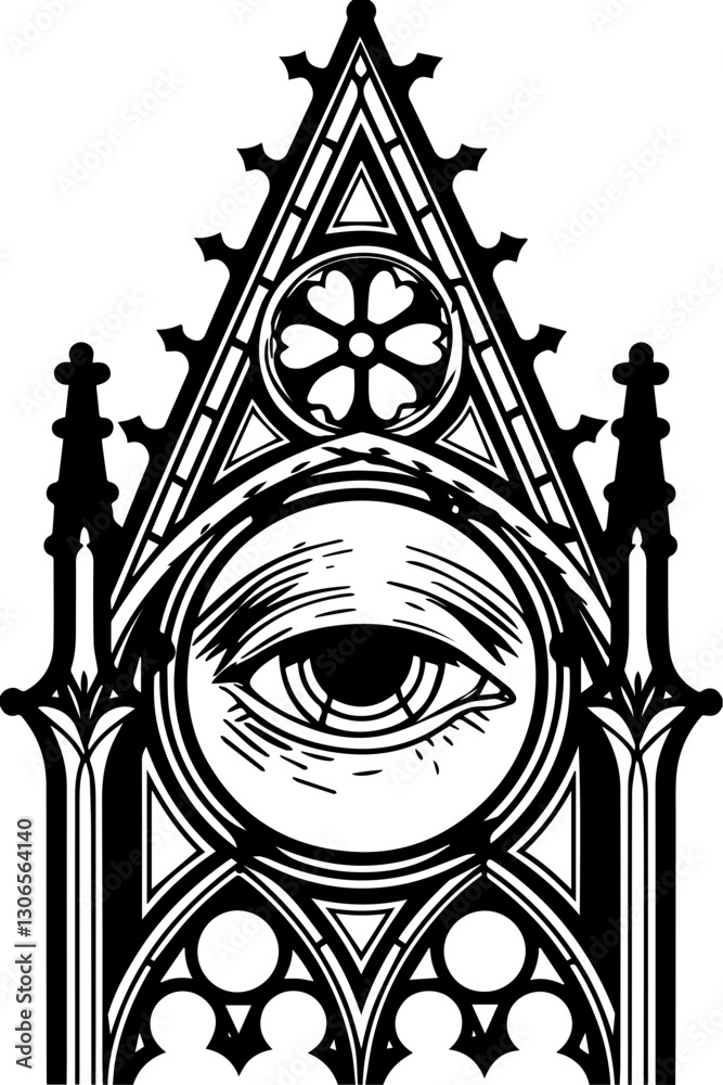 SVG vector features dark fantasy and occult magic. Intricate Gothic ...