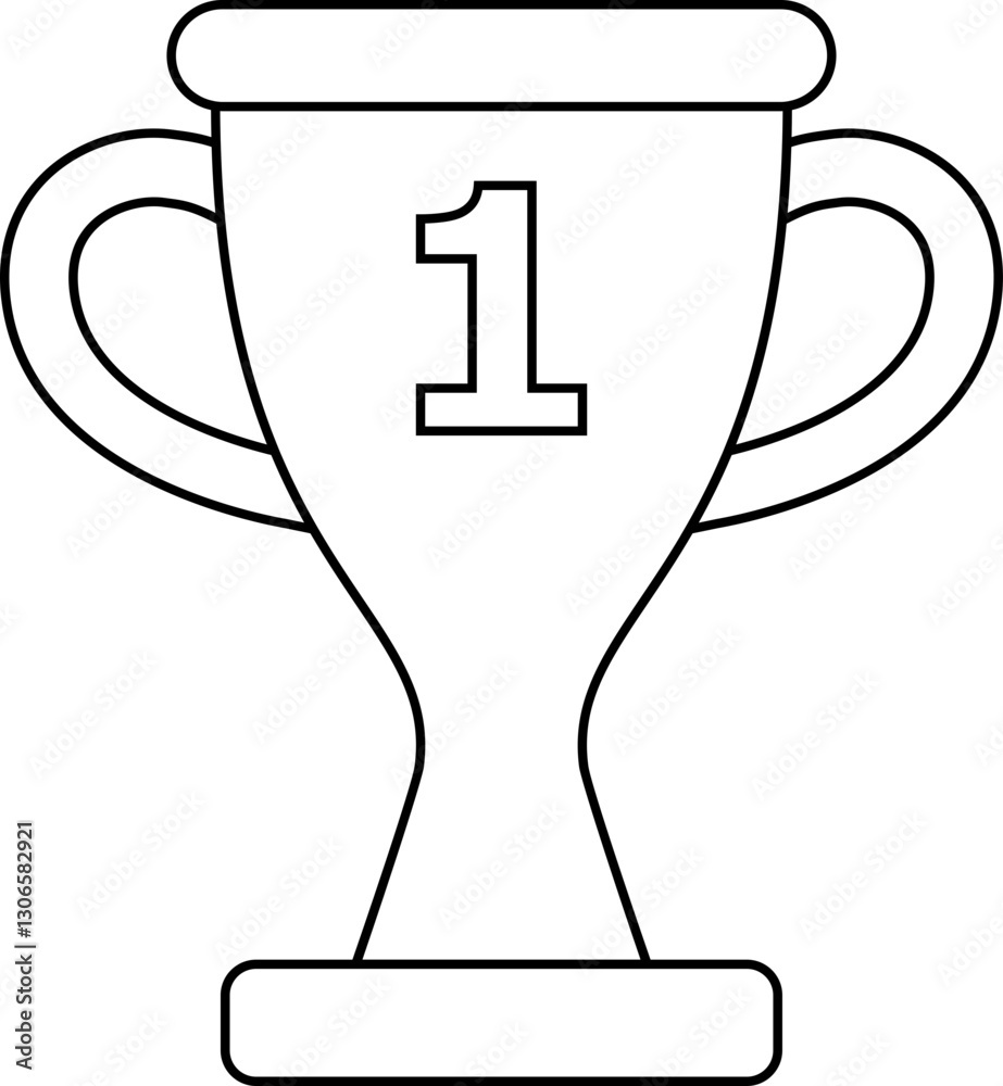 Champion Trophy outline flat vector illustration isolated. Winner's ...