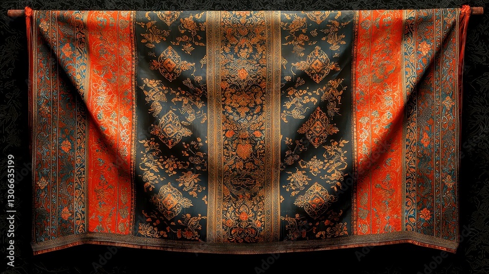 Burmese Longyi Textile Design, intricate silk weaving featuring ...