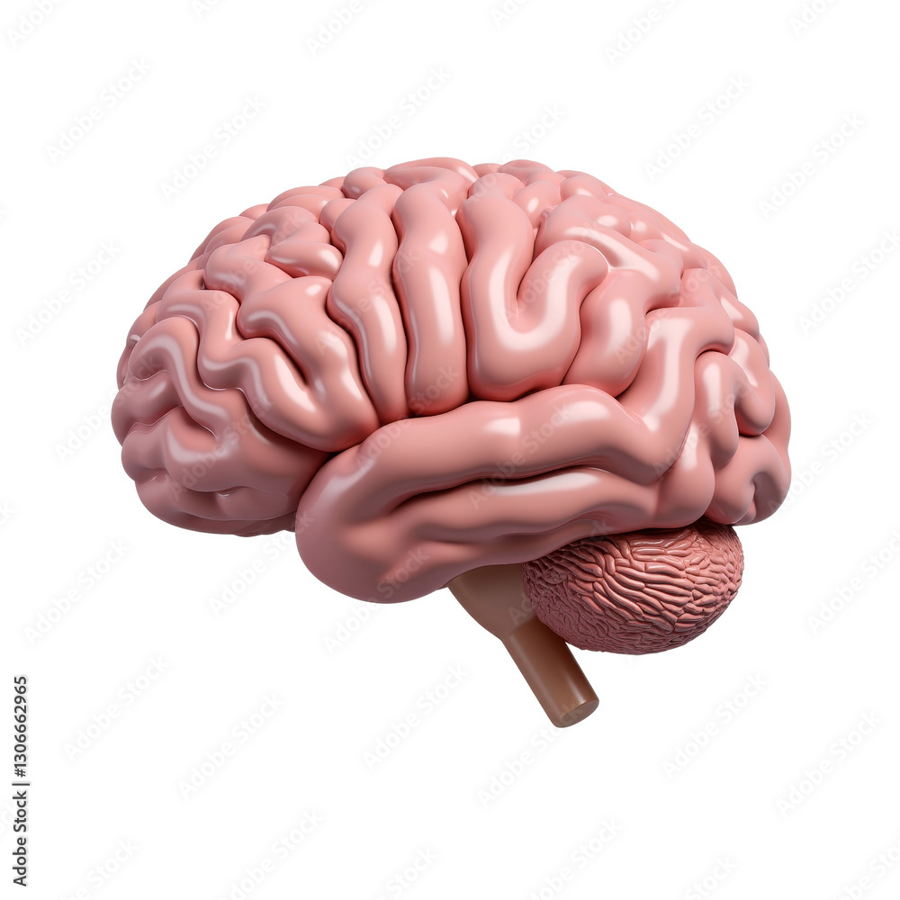 Human Brain Rendering Displays Detailed Anatomy and Structure Stock ...