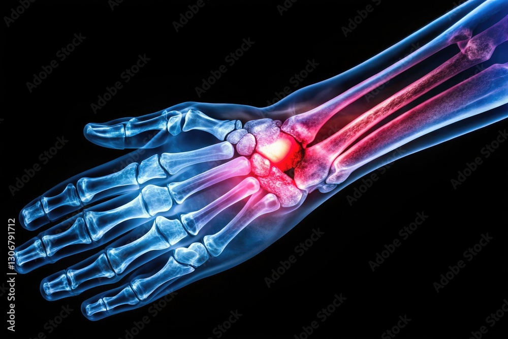 Broken wrist: Aerial X-ray shows Colles fracture (distal radius ...