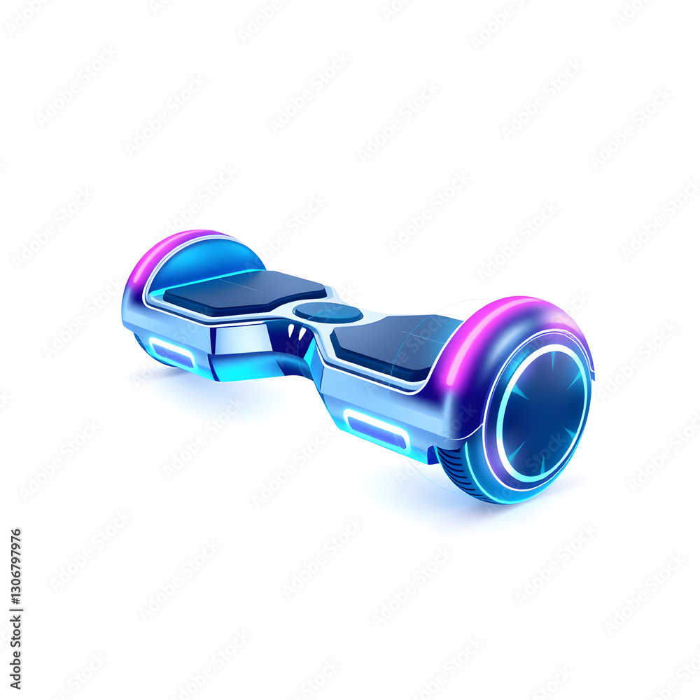 hoverboard futuristic holographic 3D icon. neon symbol vector ...
