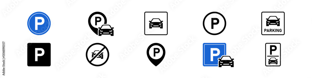 Car parking icon set. Parking place symbol. Parking and traffic sign ...