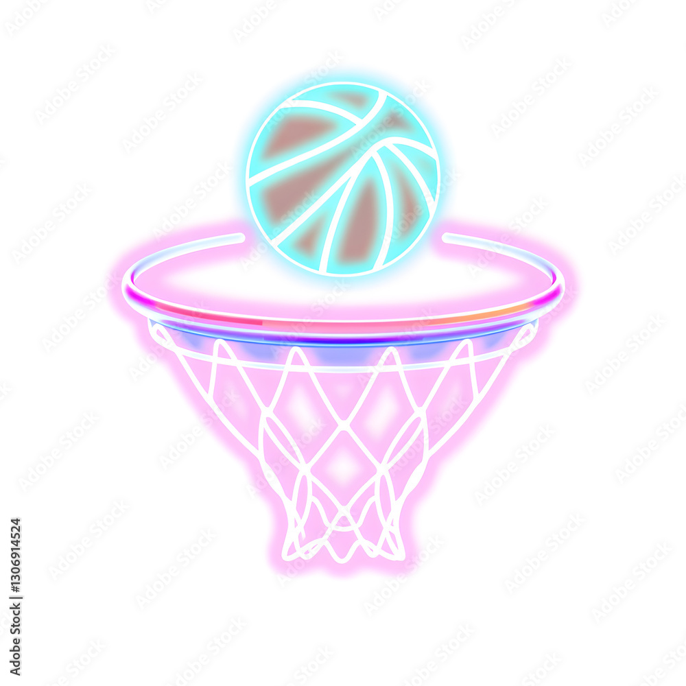 Basketball hoop holographic 3D icon. neon symbol vector illustration ...