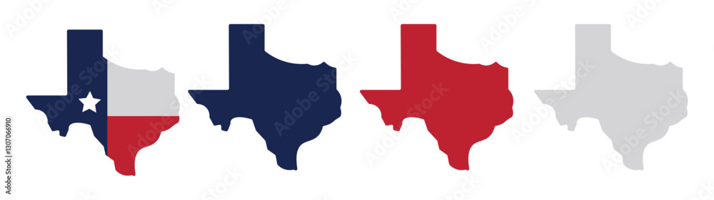 Texas State National Flag Map. High resolution Texas map icon set ...