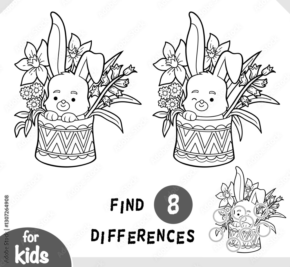 Find differences educational game for children, Easter illustration ...