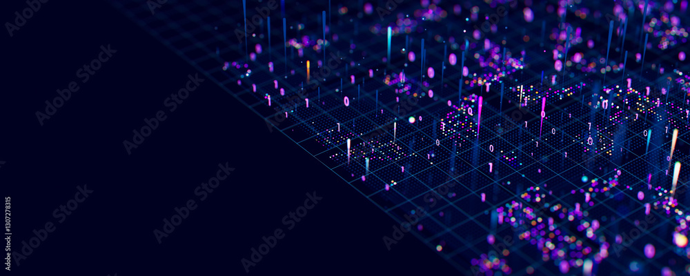 Macro of quantum computing technology. Digital patterns of big data ...