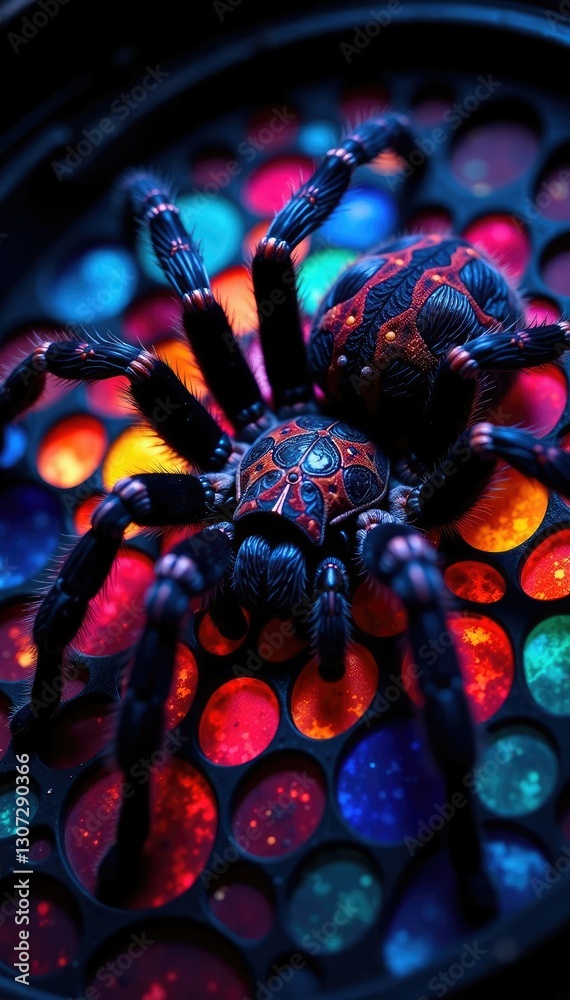 Spider tarantula art piece with black light stained glass effect ...