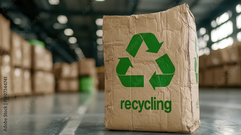 Fake Recycle Concept, Green Recycling Box in Warehouse Setting with ...