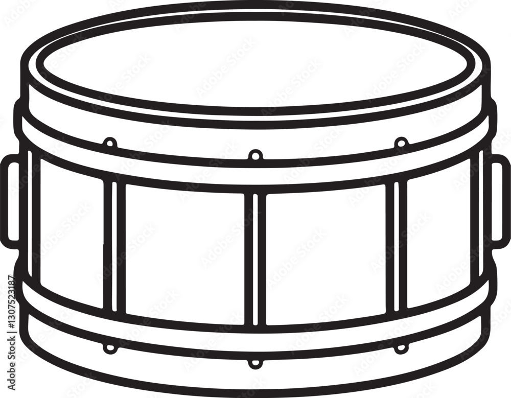 snare drum line art, black outline, vector and illustration, coloring ...