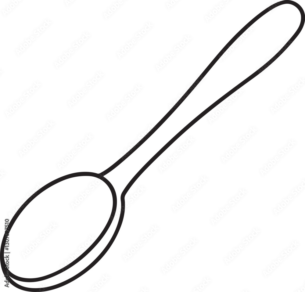 spoon line art, black outline, vector and illustration, coloring book ...