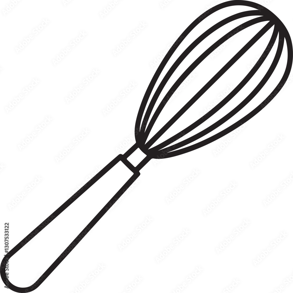 Whisk Kitchen line art, black outline, vector and illustration ...