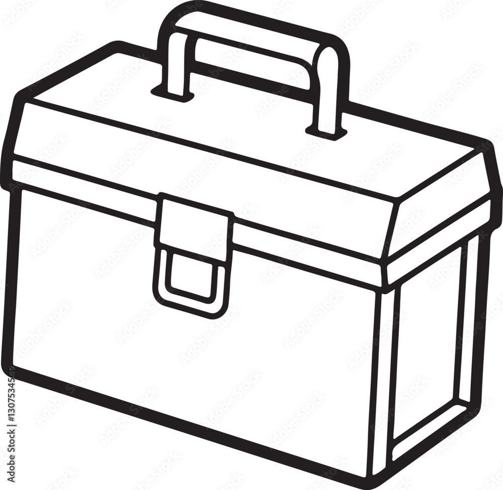 toolbox line art, black outline, vector and illustration, coloring book ...