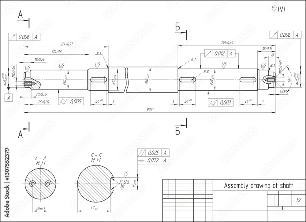 Stock-Vektorgrafik „Assembly drawing of shaft of electrical reducer ...