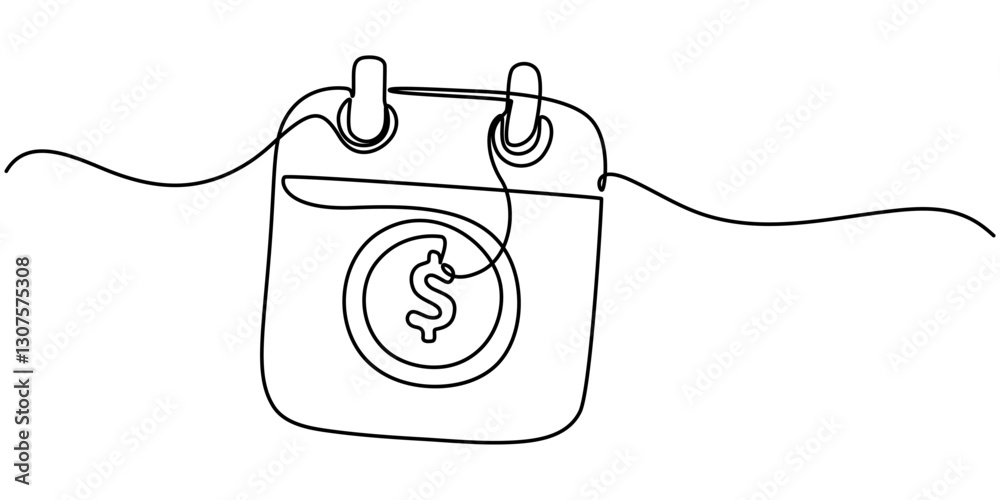 Calendar continuous line drawn. Time planer linear symbol. Reminder ...