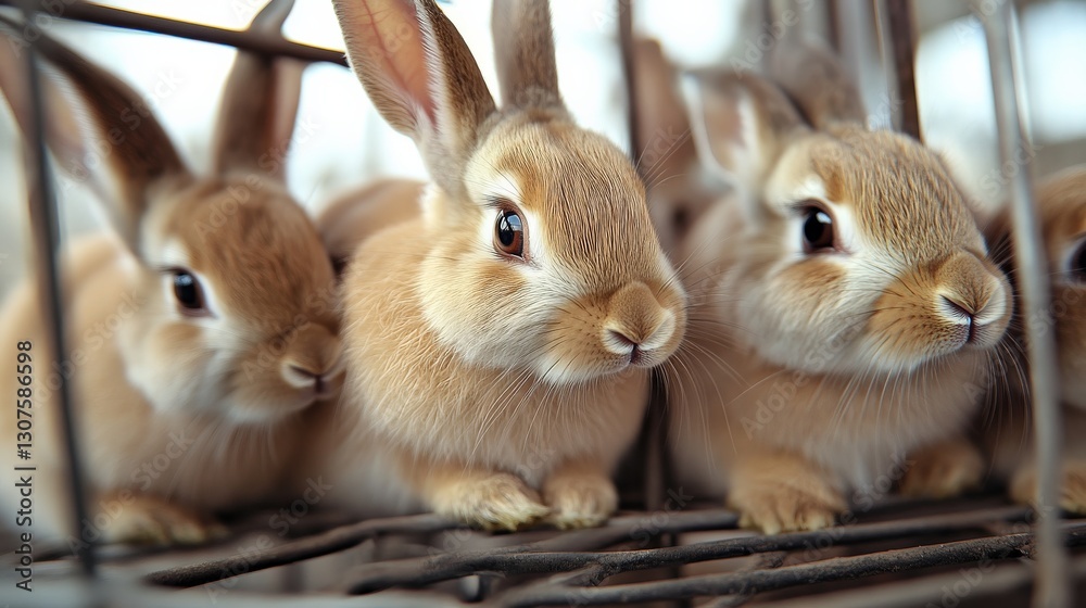 A charming image depicting a group of baby rabbits nestled closely ...