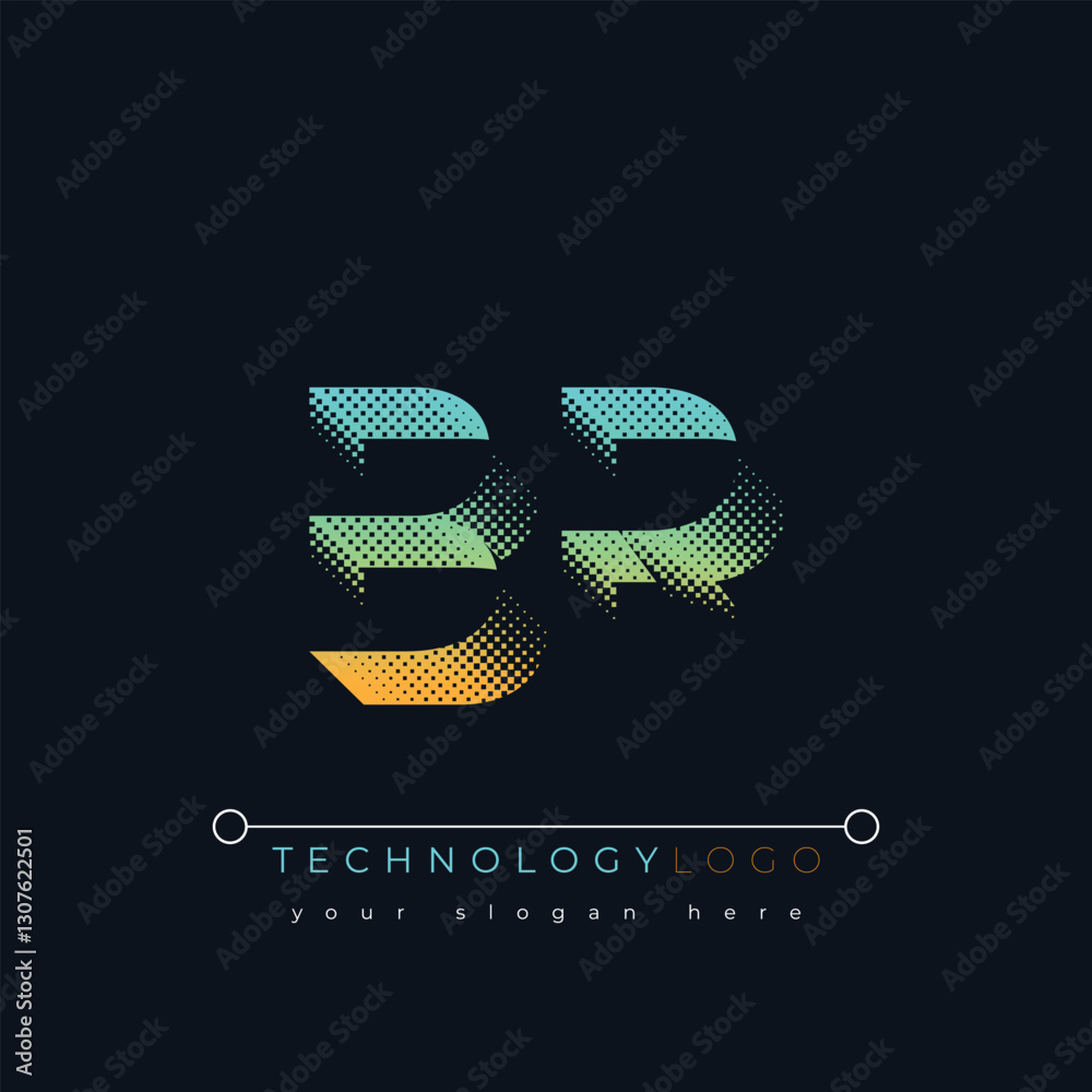 B and R logo design. BR abstract technology logo. This logo design is ...