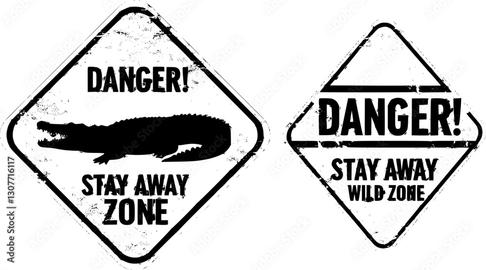 Vector de Stock Spinosaurus dinosaur warning grunge metal sign board ...