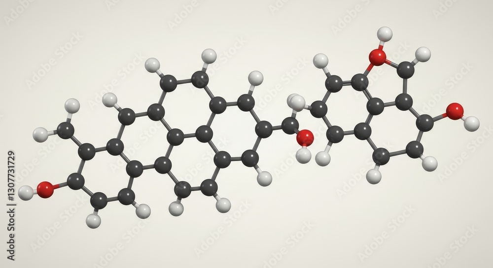 Molecular Structure Visualization: A 3D Model of a Complex Organic ...