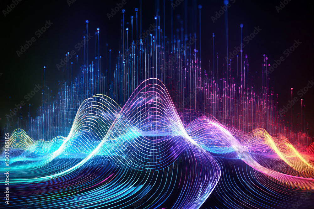 Representación abstracta de ondas de radio y frecuencias de transmisión ...