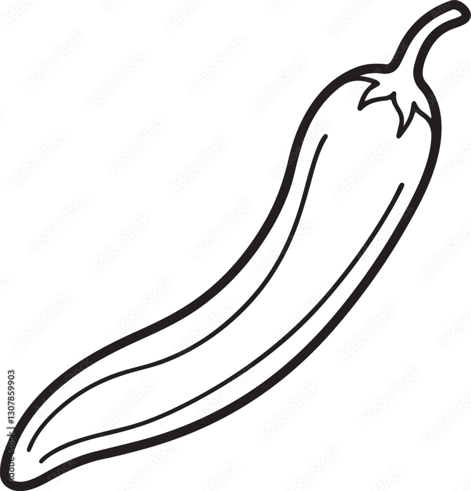 chili pepper line art, black outline, vector and illustration, coloring ...