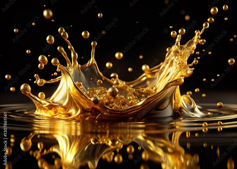 4K Liquid Gold Splash Animation: Luxurious Golden Fluid Floating on ...