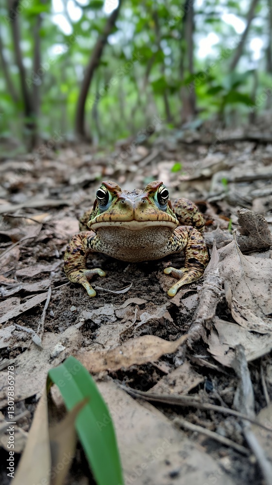 cane toad eating invasive bug with wide mouth Stock Photo | Adobe Stock