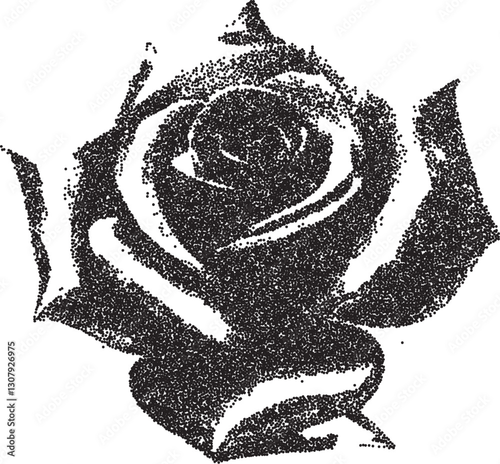 Rose vintage y2k stipple art, skull halftone stipple brutalist retro ...