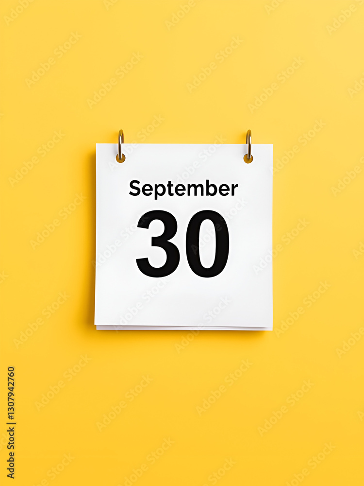 calendar date in a frame on a refreshing yellow background in ...
