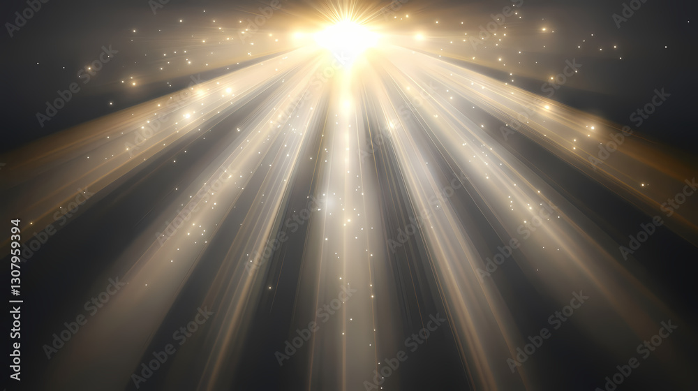 Rays of light emanating from top left light source isolated on ...