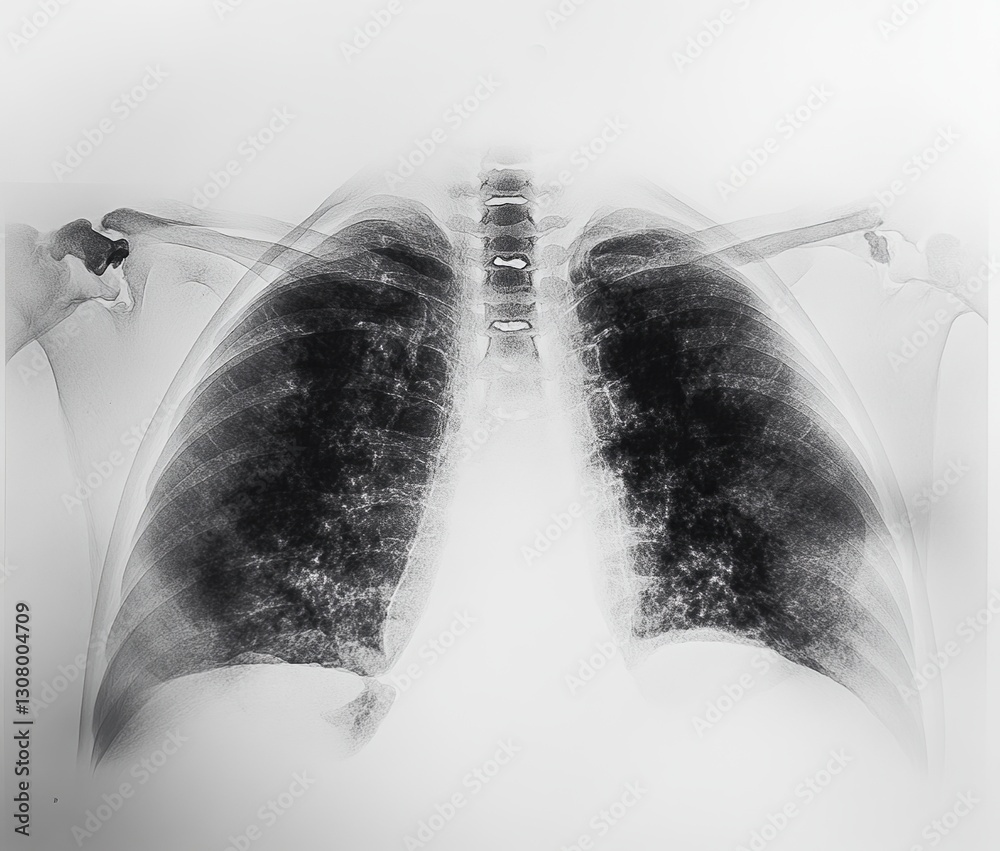 Chest XRay Radiography Image Showing Lungs Anatomy in Black and White ...