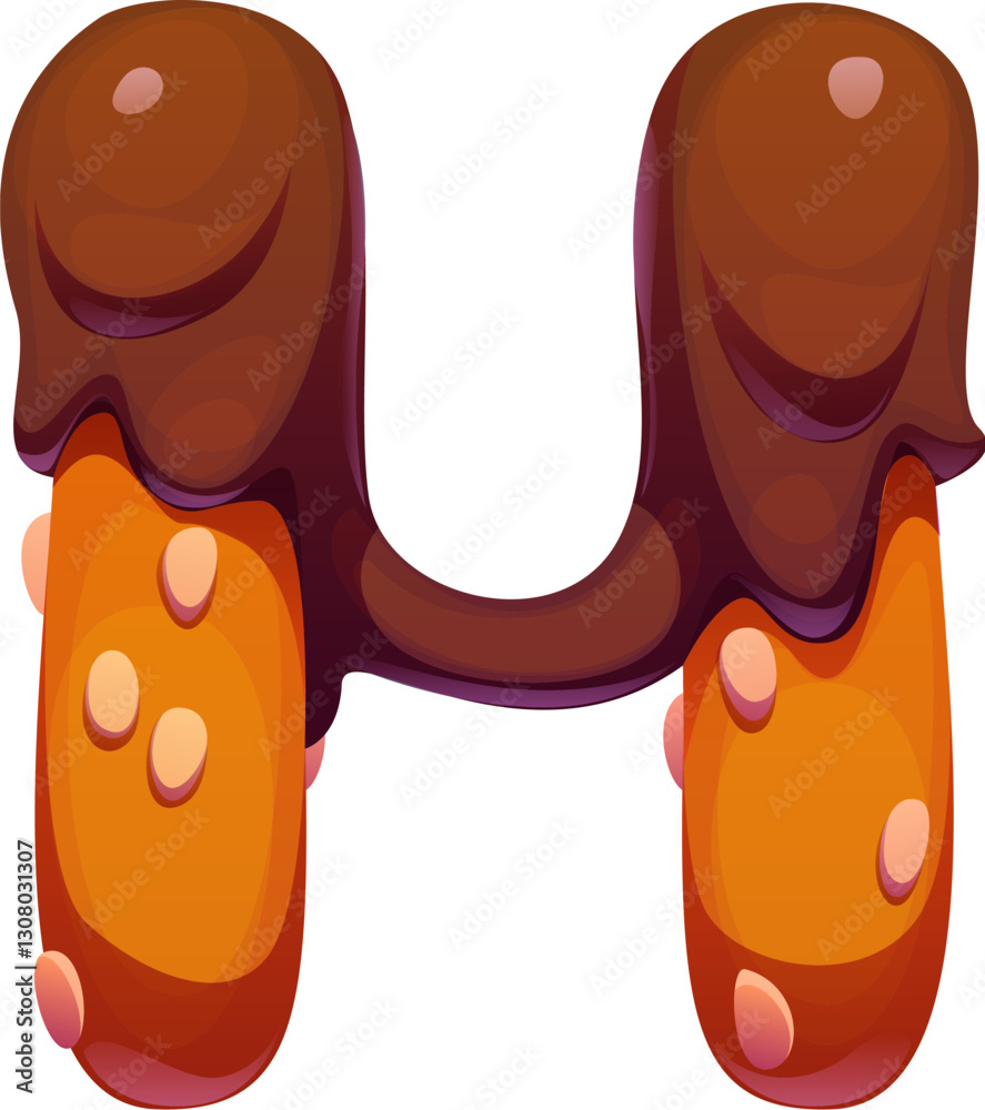 Fast food bread sticks snack alphabet font letter H. Fastfood menu ...