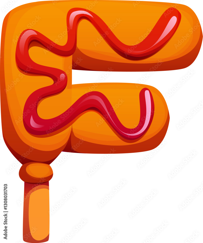 Fast food chicken nugget snack English kids ABC font typeset letter F ...