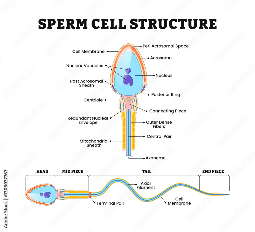 Image vectorielle Stock Human sperm cell structure anatomy diagram ...