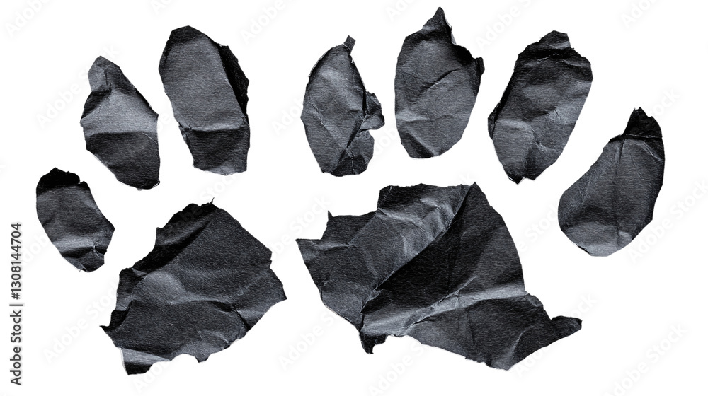 Pieces of torn black paper in animal claw shape png with white ...