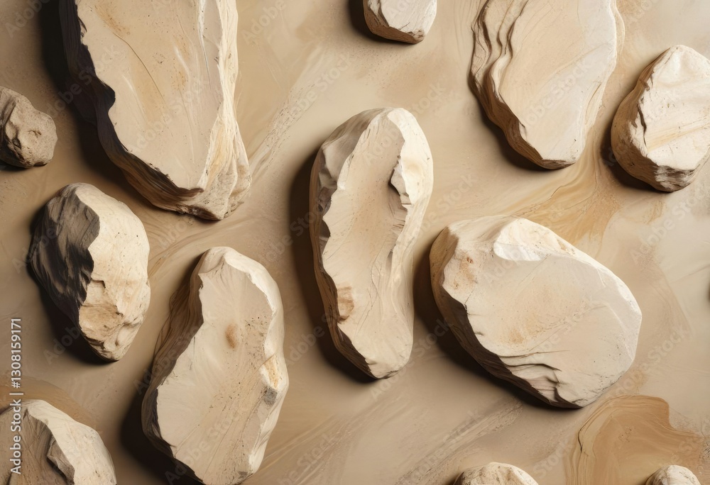 High-contrast image of beige fake stone texture with strong liquid ...