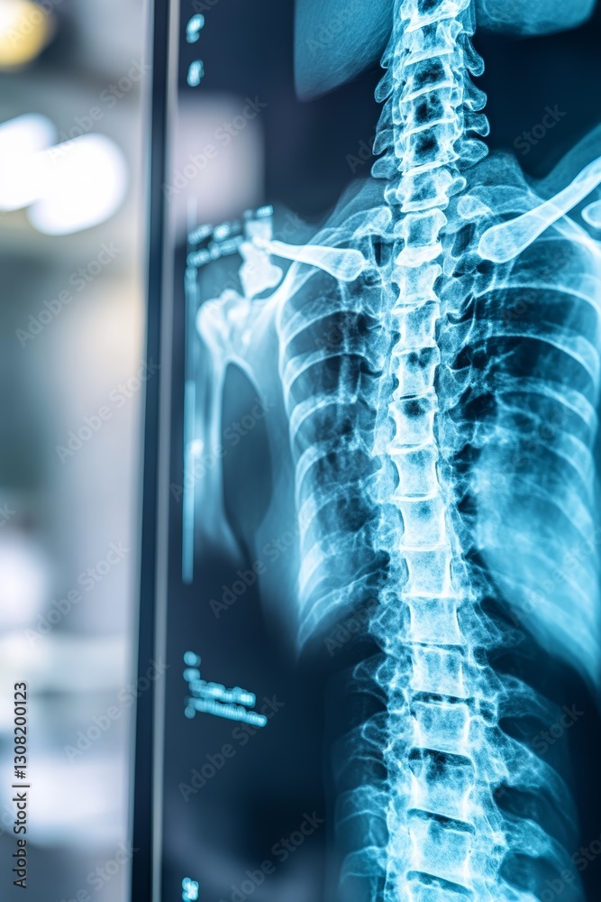 A detailed X-ray image showing the human spine, highlighting its ...