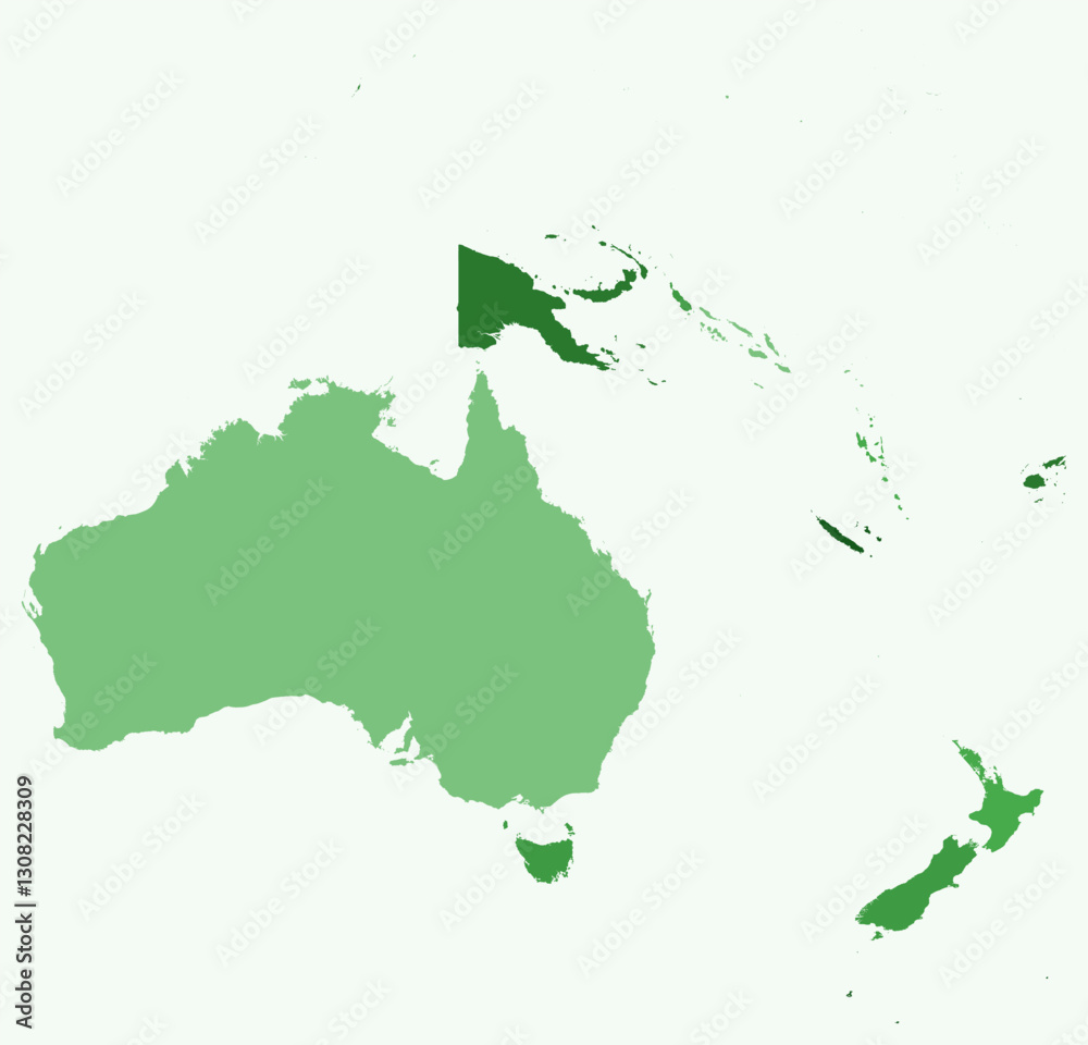 Map of Oceania with countries. Just a simple continent border map with ...