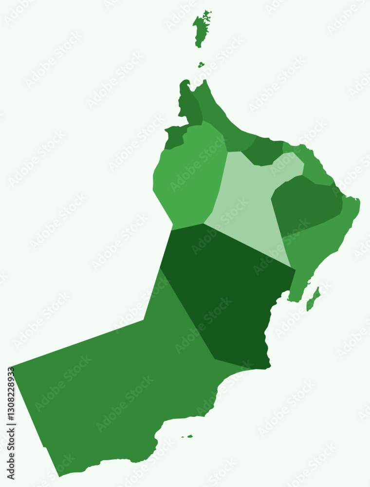 Map of Oman with regions. A simple country border map with region ...