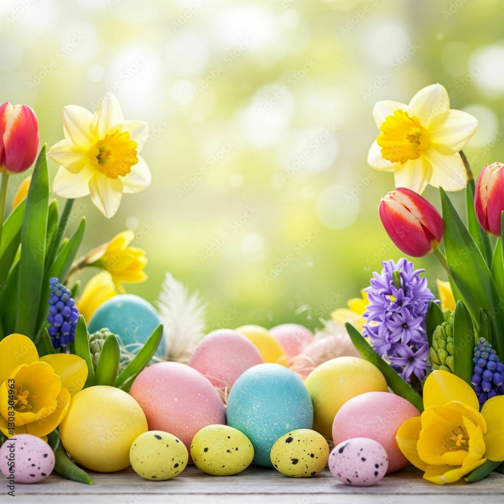 Easter Background with Flowers and Eggs – Perfect for Celebrating the ...
