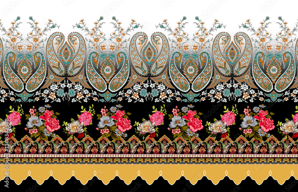 beautiful border design for textile design. Stock Photo | Adobe Stock