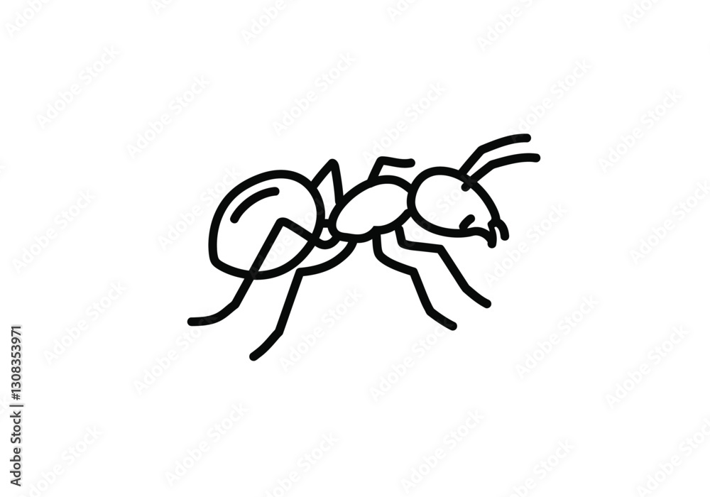 Ant clip art black and white. This image shows a simple black and white ...